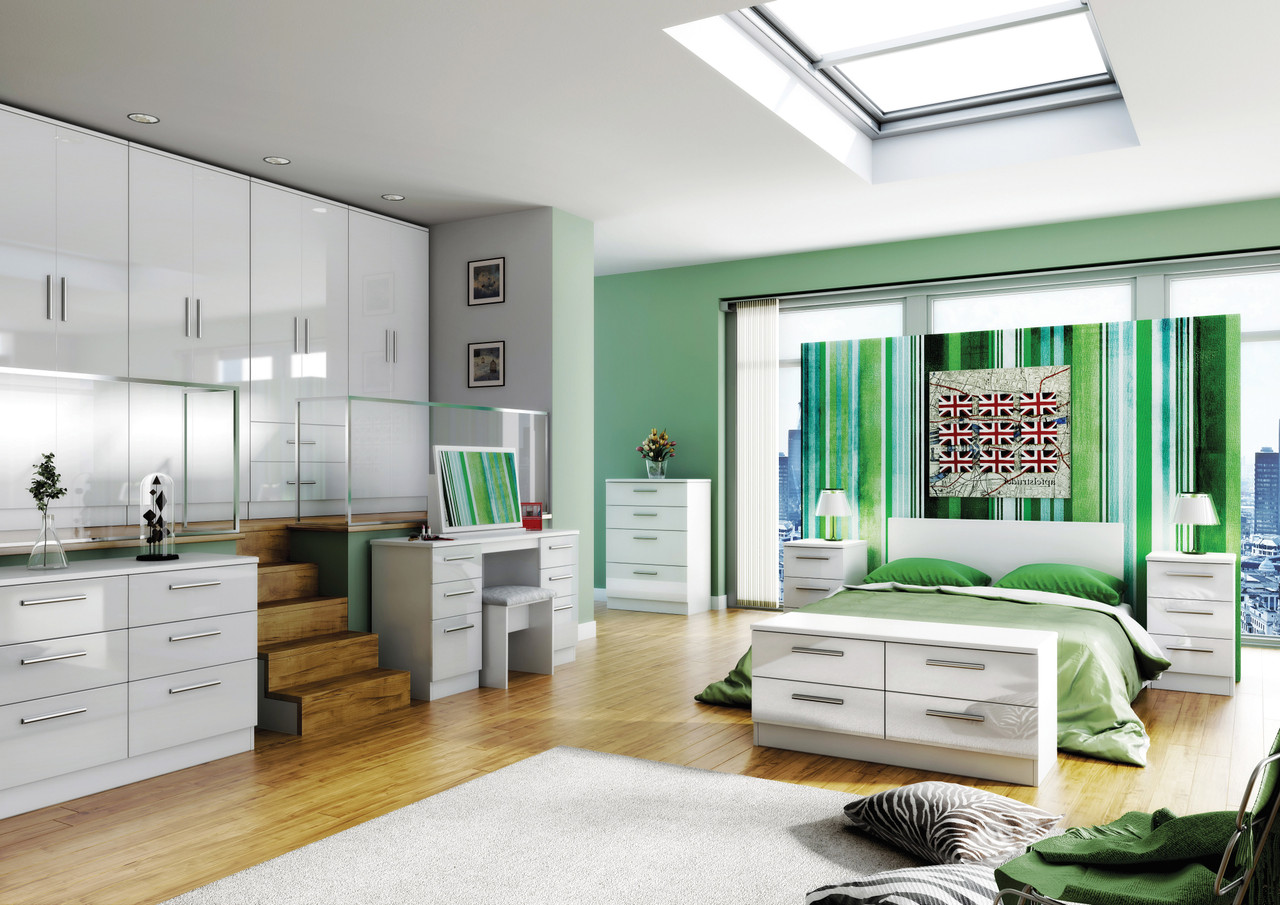 Knightsbridge 2ft6in Plain Midi Wardrobe in White Gloss Sainsbury and Sons